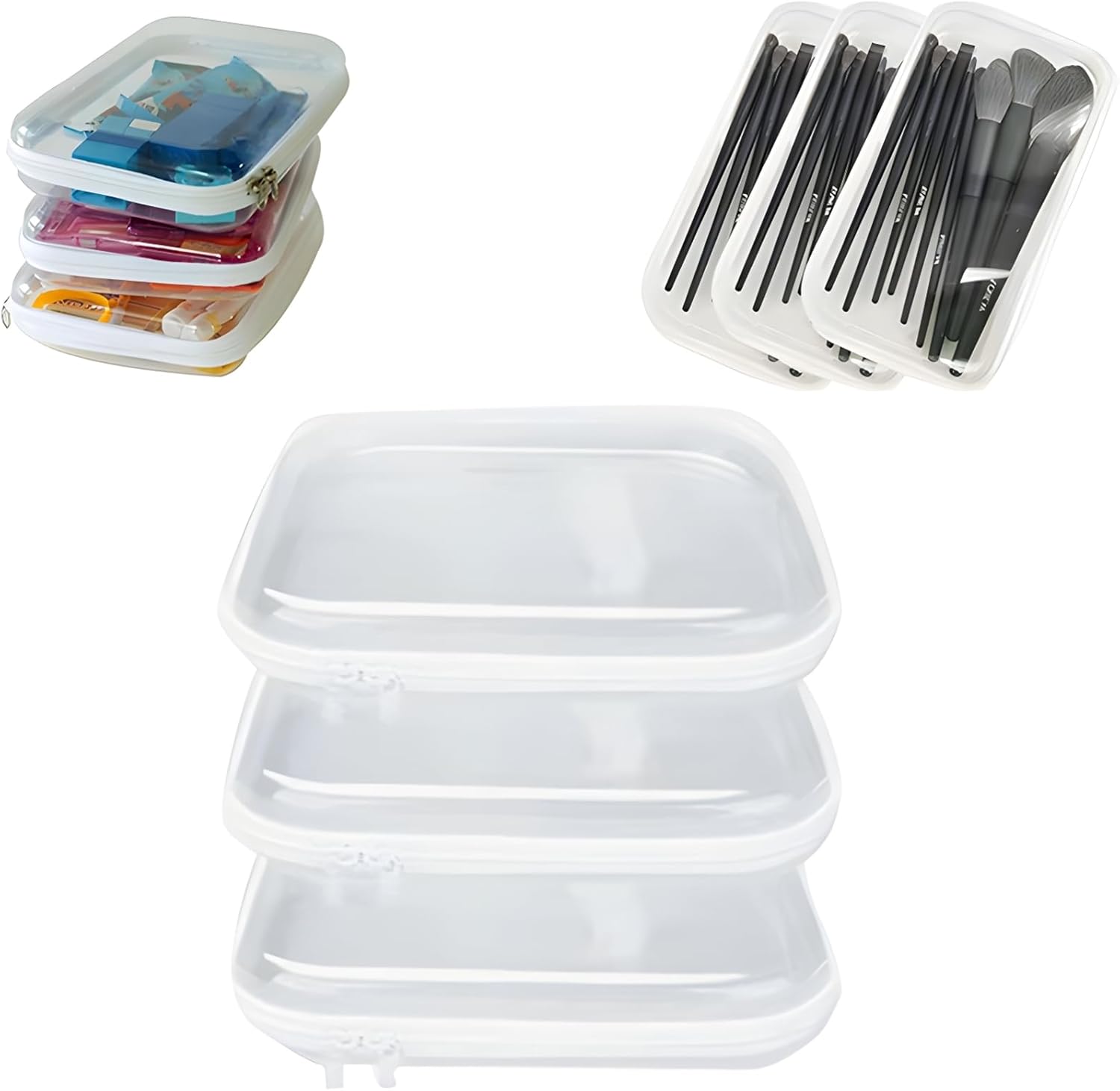 Amazon.com : UMTOTBAY 3 Pcs Zippered Transparent Cases，Clear Hard Pouch ...