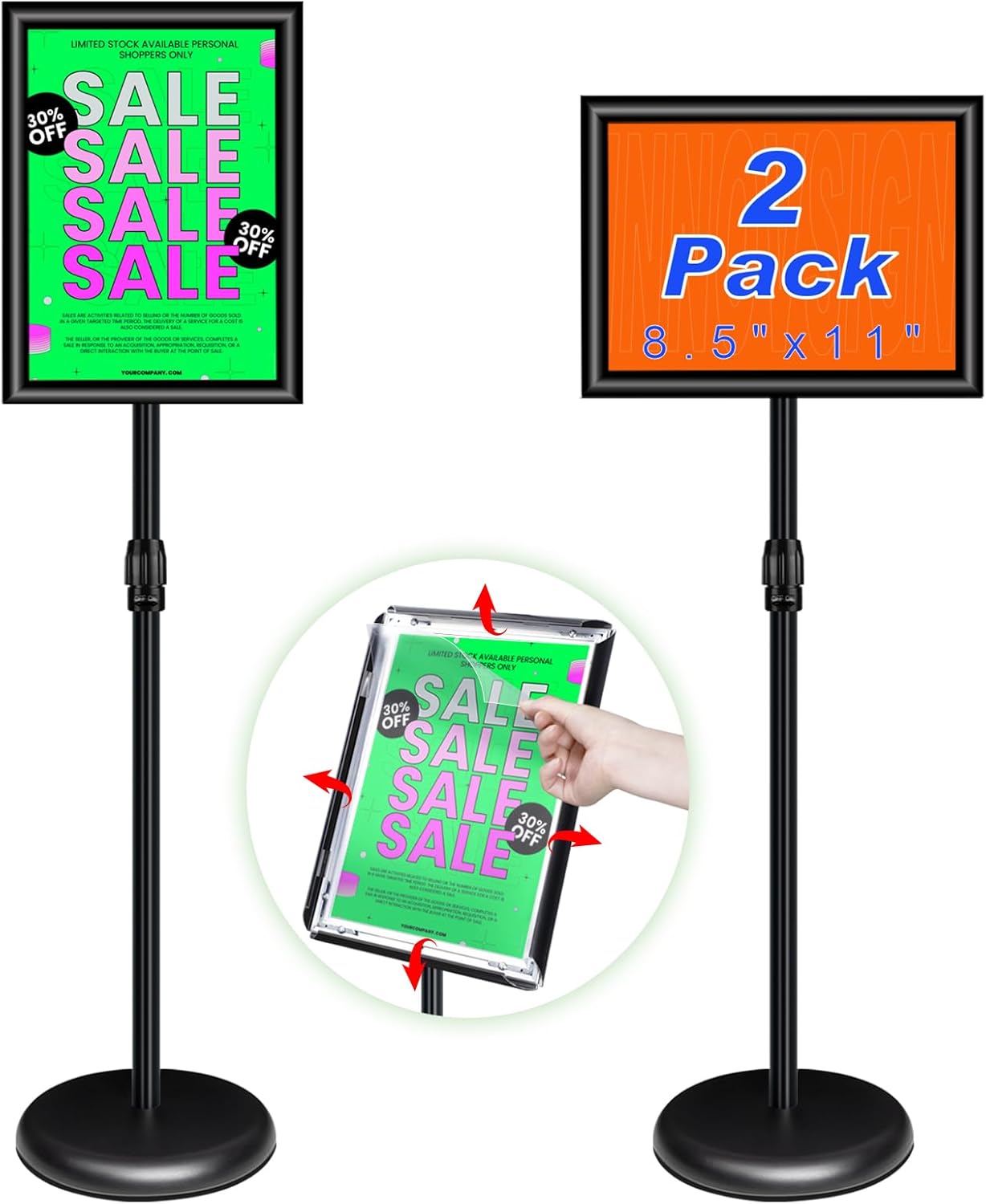Amazon.com : INNOVSIGN 2Packs Adjustable Pedestal Sign Holder Stand 8.5 ...