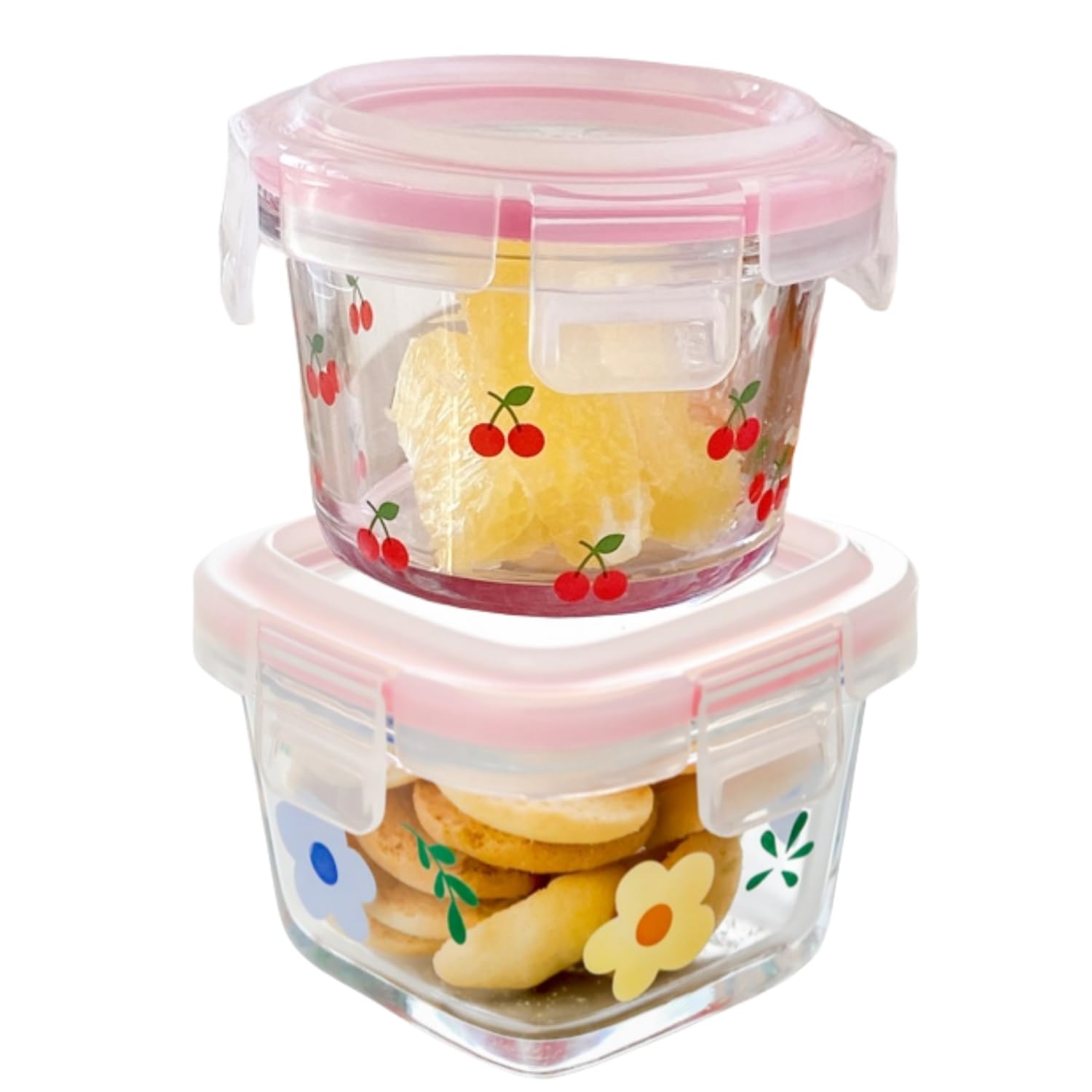 Amazon.com: Ivymei 2 Pack Mini Square Round Glass Containers with lids ...