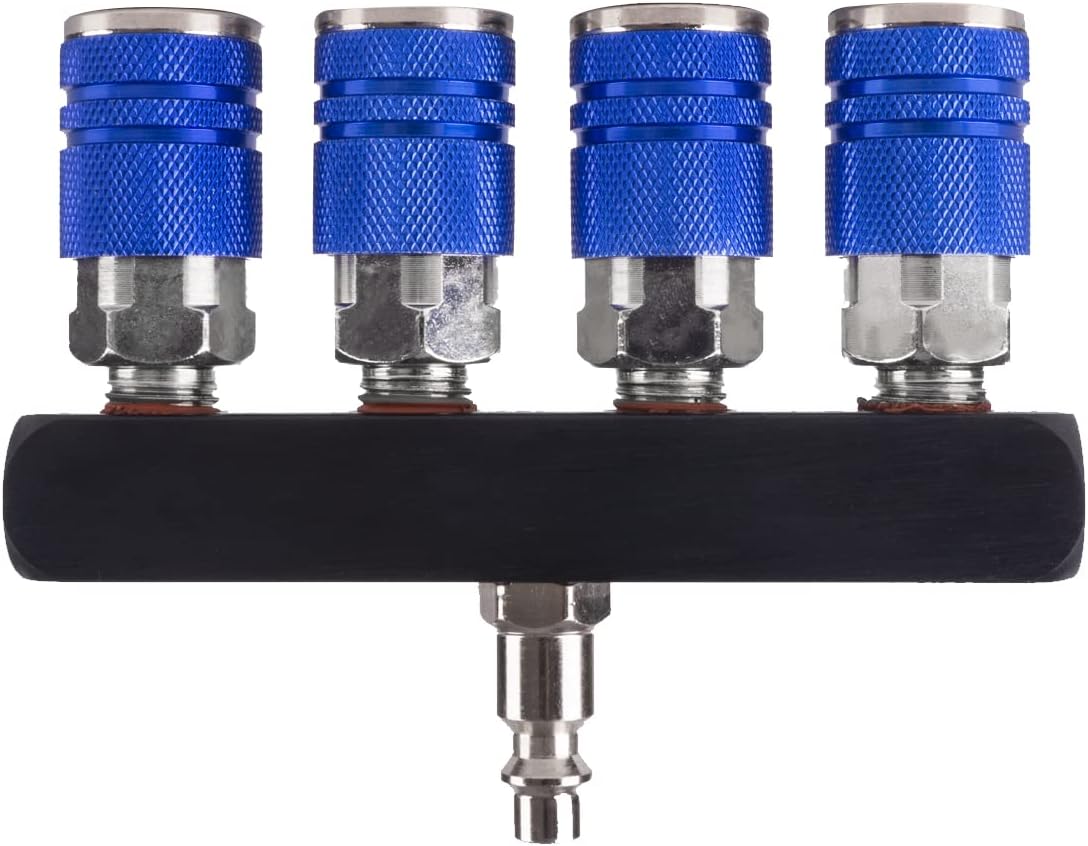 XHSP 4-Way Straight Air Manifold, Air Compressor Hose Splitter Quick ...