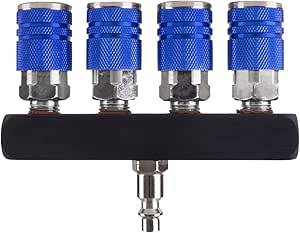 XHSP 4-Way Straight Air Manifold, Air Compressor Hose Splitter Quick ...