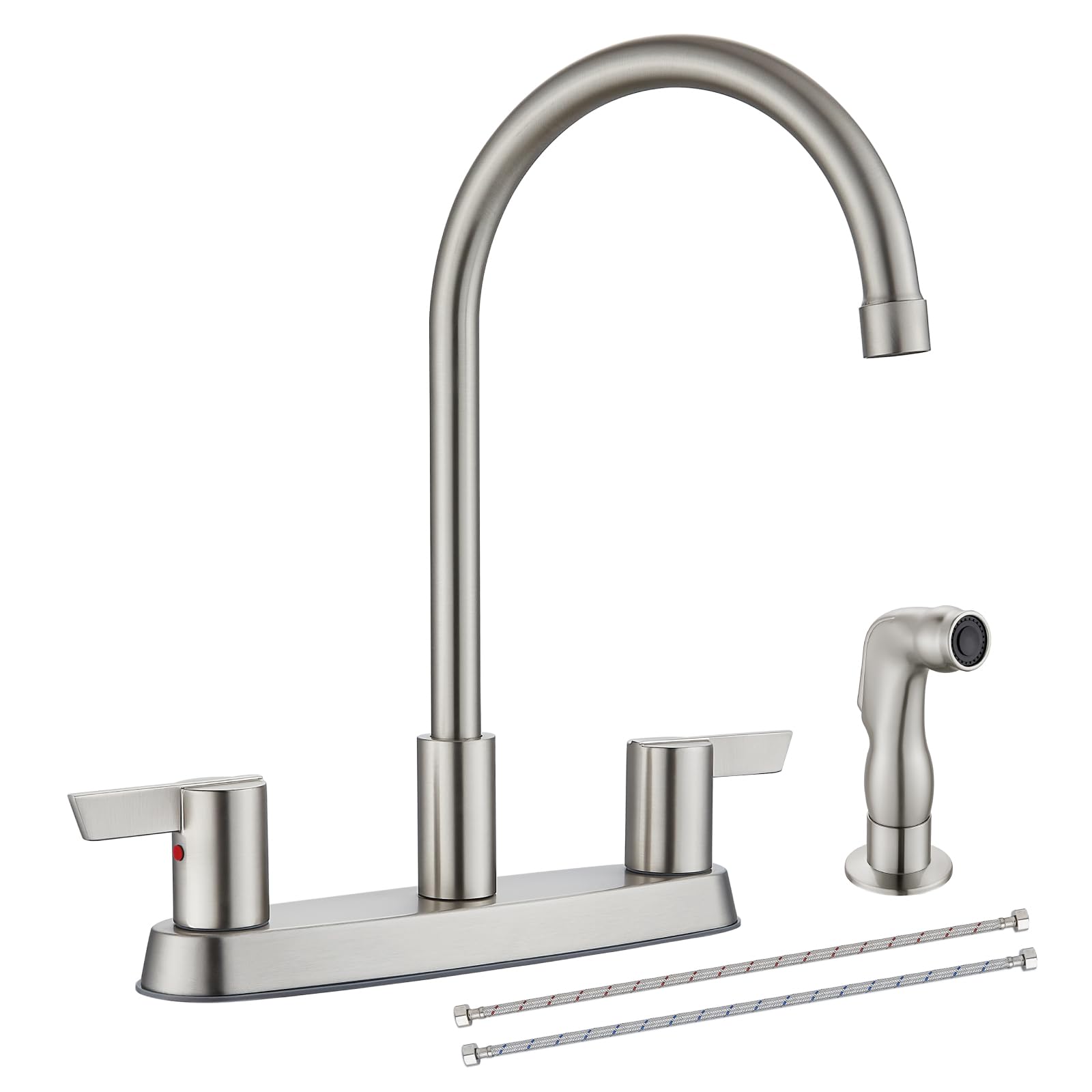 Cinwiny Kitchen Faucet,Double Handle Kitchen Sink Faucet with Side ...
