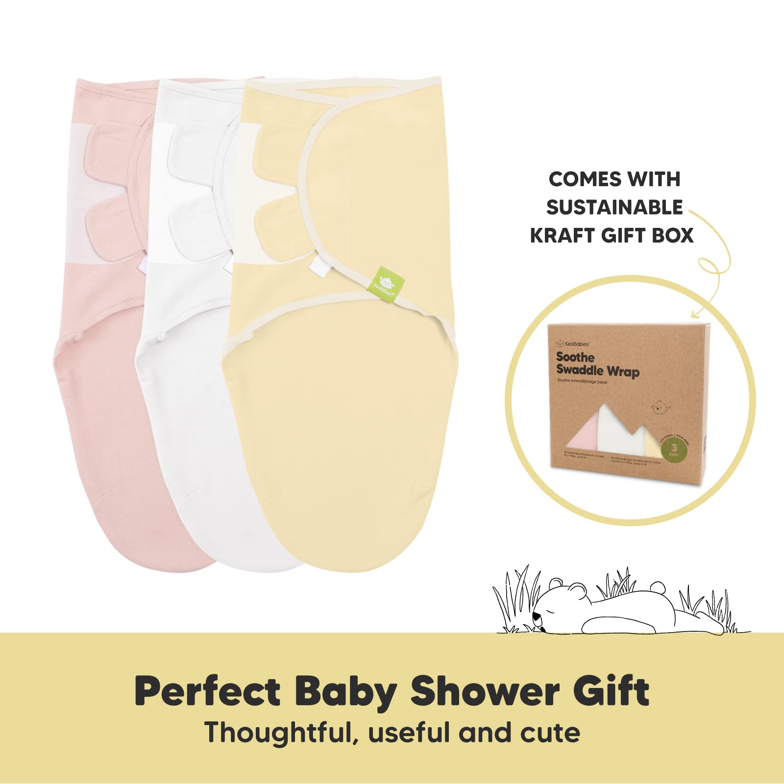 3-Pack Organic Baby Swaddle Sleep Sacks - Newborn Swaddle Sack ...