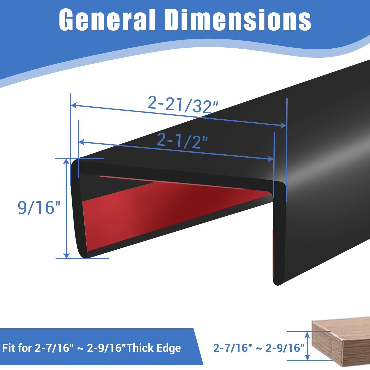 Snapklik.com : Big Size Rubber Edge Trim, 2-1/2 Inches Self-Adhesive U ...