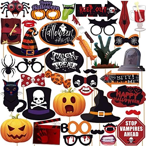 Amazon.com: 53pcs Happy Halloween Photo Booth Props Halloween Picture ...