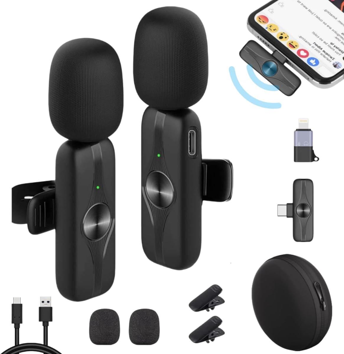 Pulchra Micrófono Inalámbrico - para iPhone/Android/PC, Micrófono de ...