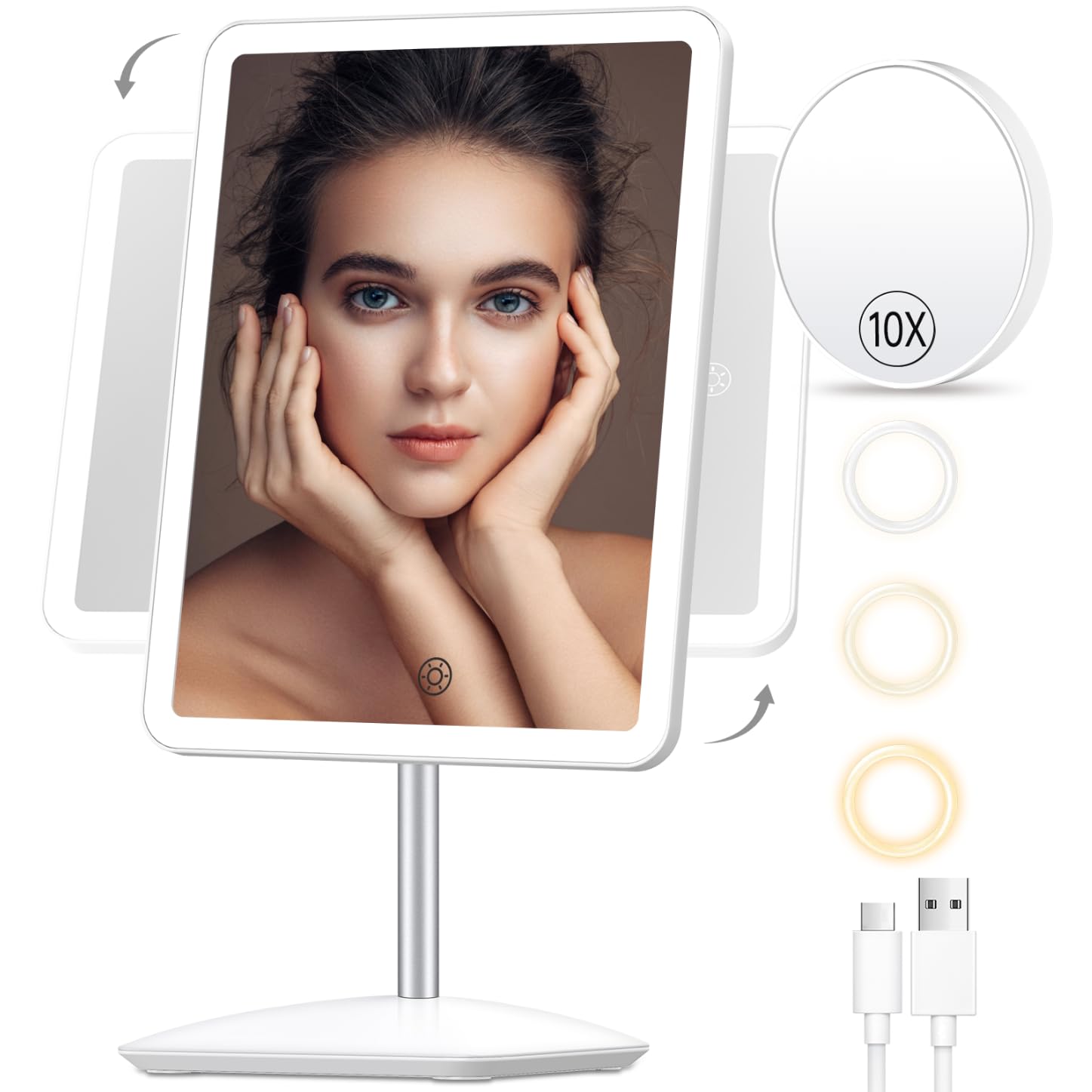 Amazon.com - COSMIRROR Makeup Mirror with Lights, Rechargeable 2000mAh ...