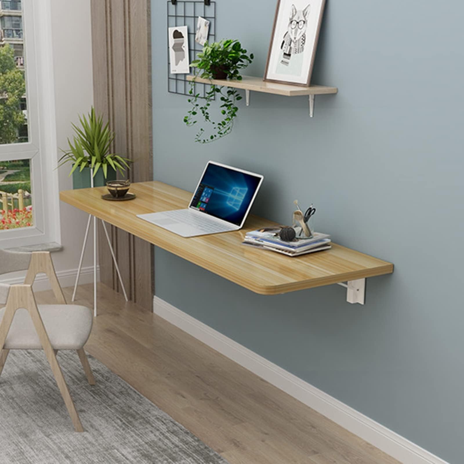 KUKIXO Wall Mounted Folding Table,Folding Wall Mounted Desk,Space ...