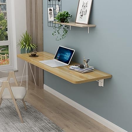 COSTWAY Wall-mounted Drop-leaf Table, Folding Floating Laptop Desk ...