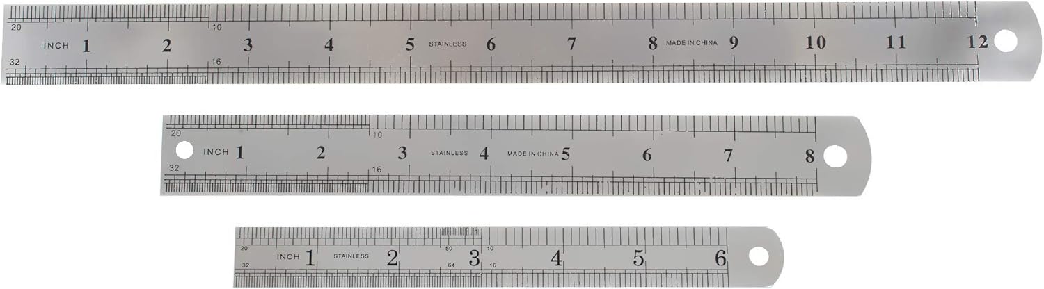 Stainless Steel Rulers - Set of 6", 8", 12" - Metal Milimeter Rulers ...