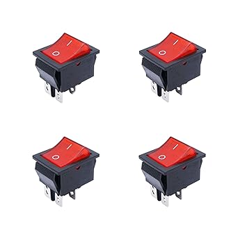 Rocker Switch,4 PCS ON OFF Switch 4 Terminals Red Light Rocker Toggle ...