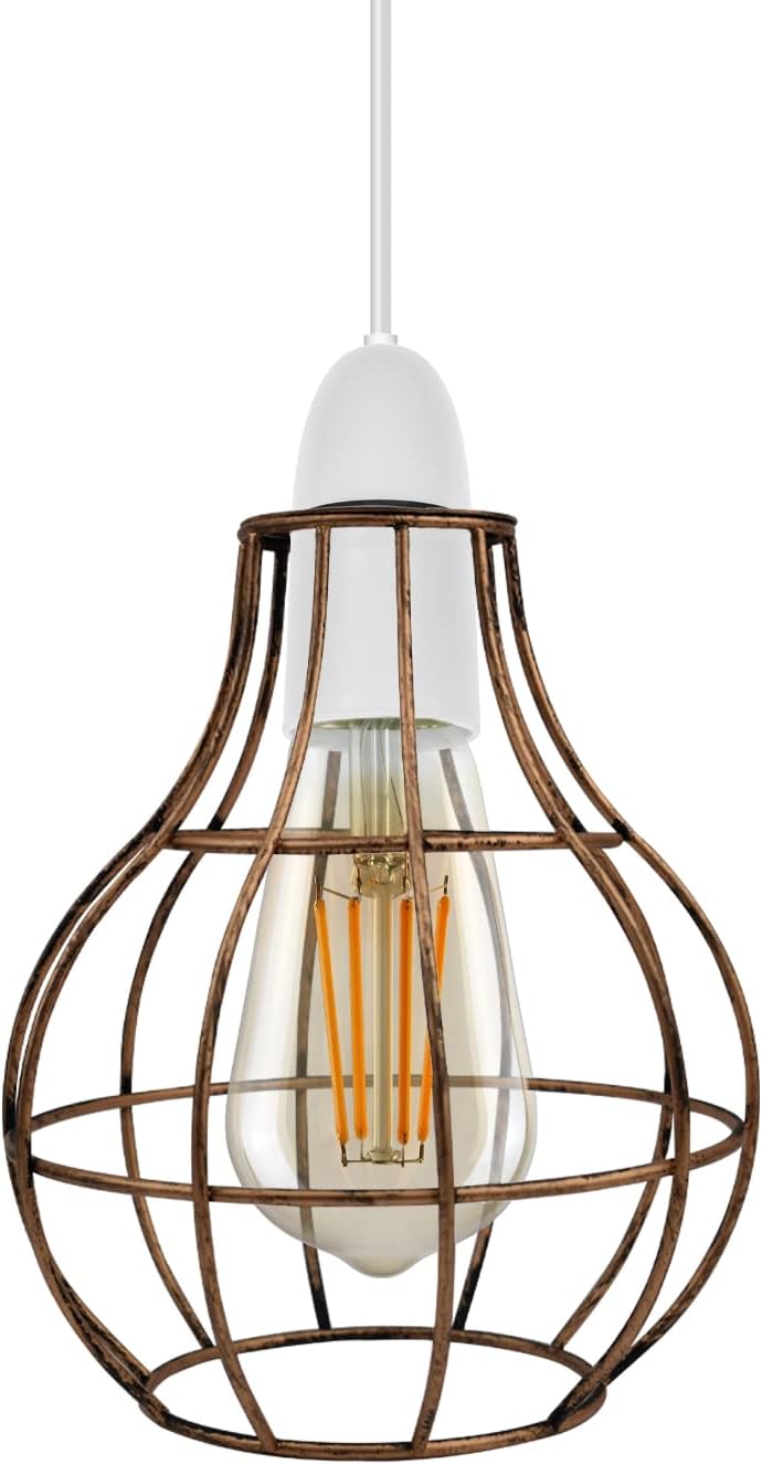 Modern Retro Metal Wire Light Shade, Farmhouse Shape Ceiling Pendant ...