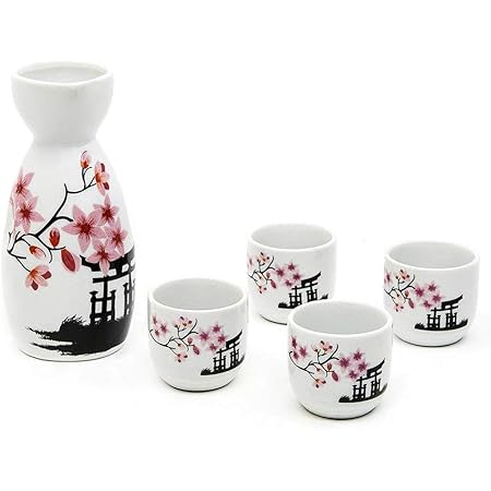 Amazon.com | Sake Set Japanese Gifts 5 Pieces Traditional Japanese Sake ...