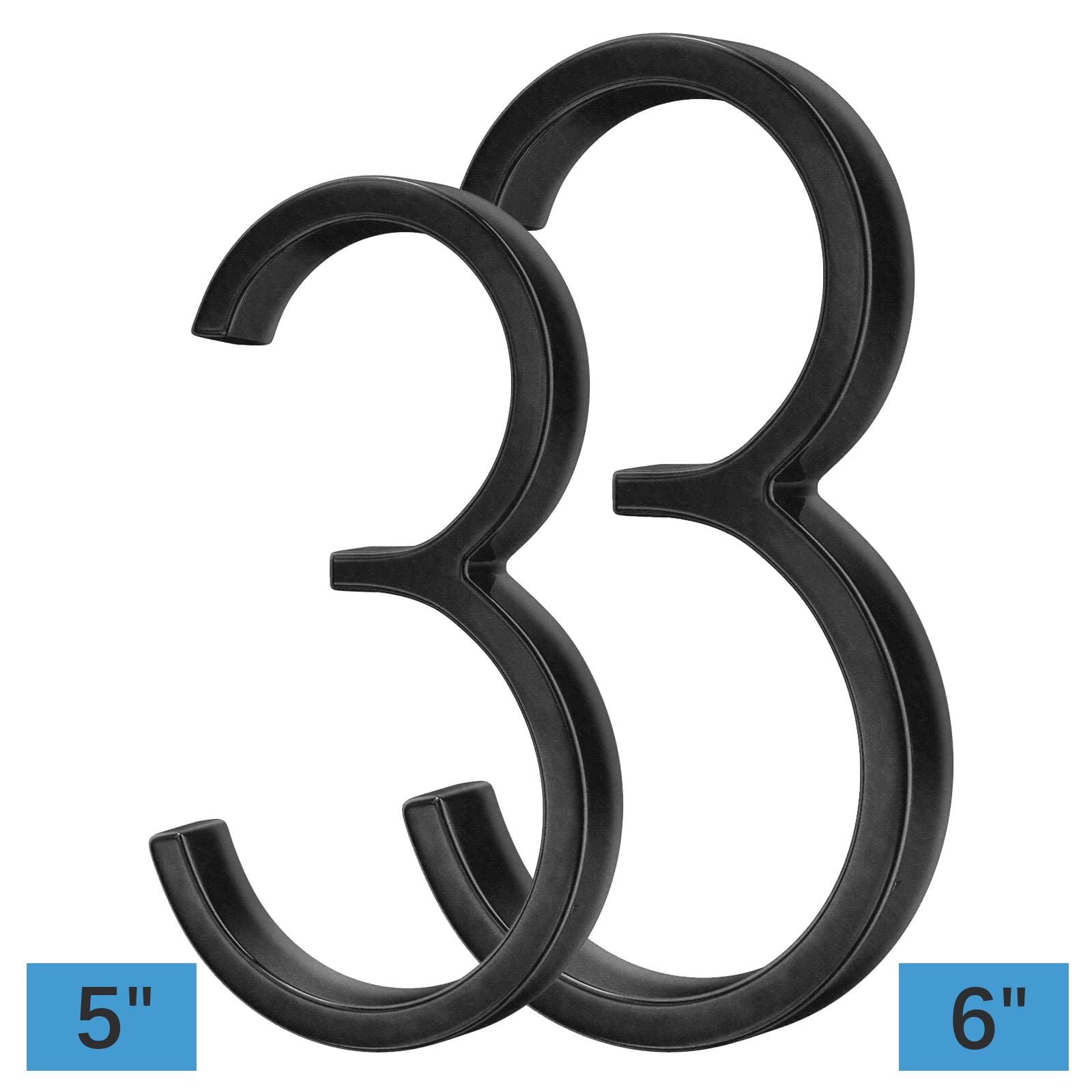Snapklik.com : 6" Stainless Steel Floating House Number 3, Metal Modern ...