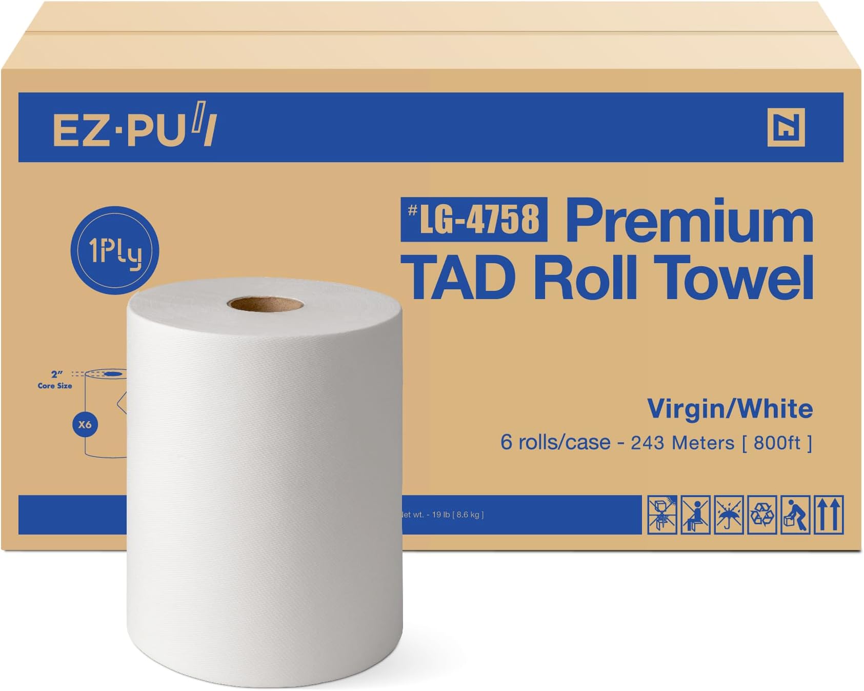 Amazon.com: High Capacity TAD Towel rolls, 10" Roll, White, 6 Rolls ...