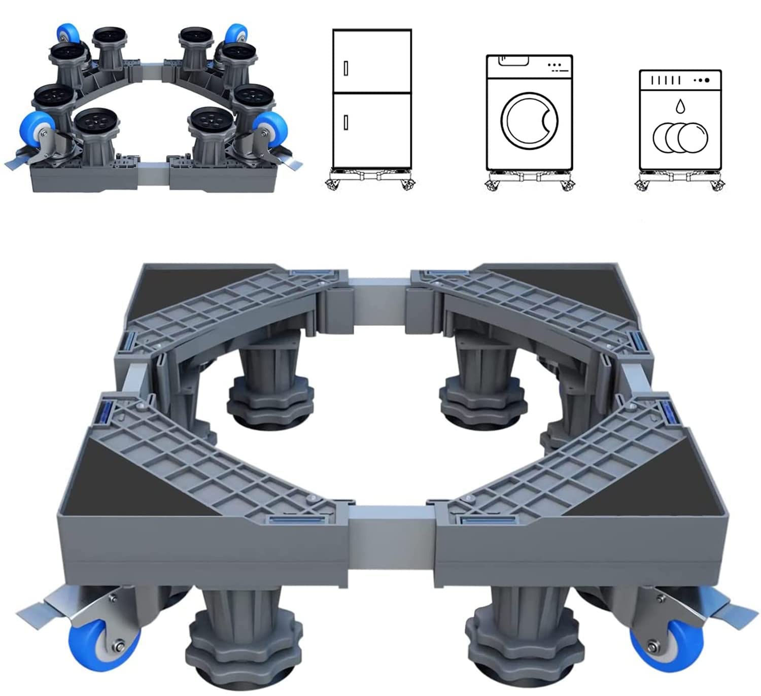 NW Universal Mobile Base - Adjustable Washing Machine Base Dryer Fridge ...