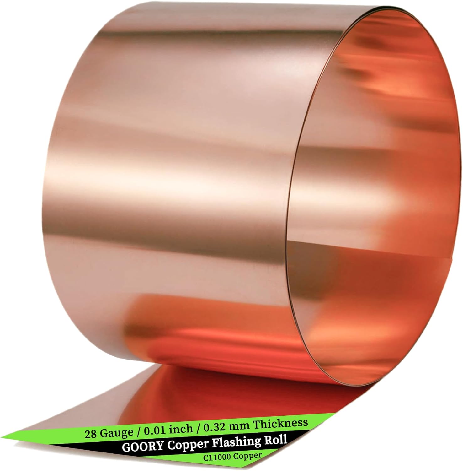 GOORY Copper Flashing 28 Gauge - 10in x 20ft 0.013"(0.32mm) Thickness ...