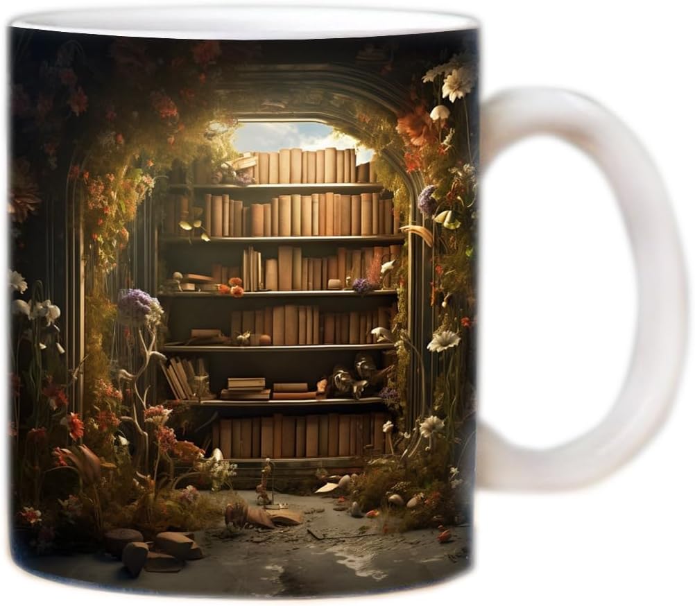 Amazon.com: Darzheoy 3d Bookshelf Mug - 3D Effect Books Mugs, Creative ...