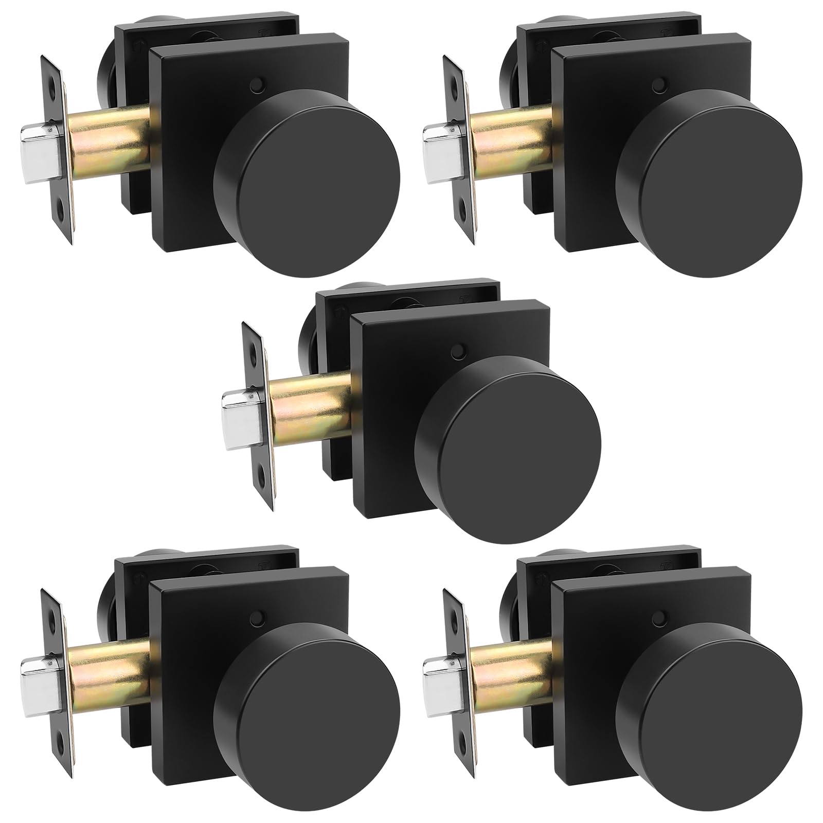 Snapklik.com : Black Door Knobs, Bedroom Door Locks, Privacy Door Handles, Interior Square Door ...