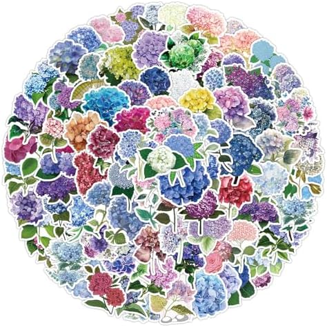 Amazon.com: 100 Packs Hydrangea Stickers Water Bottles Laptop Phone ...