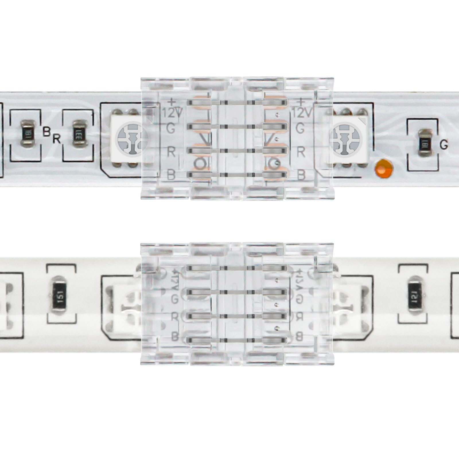 VIPMOON 20-Pack 4 Pin LED Strip Connectors for 10mm Waterproof or Non ...