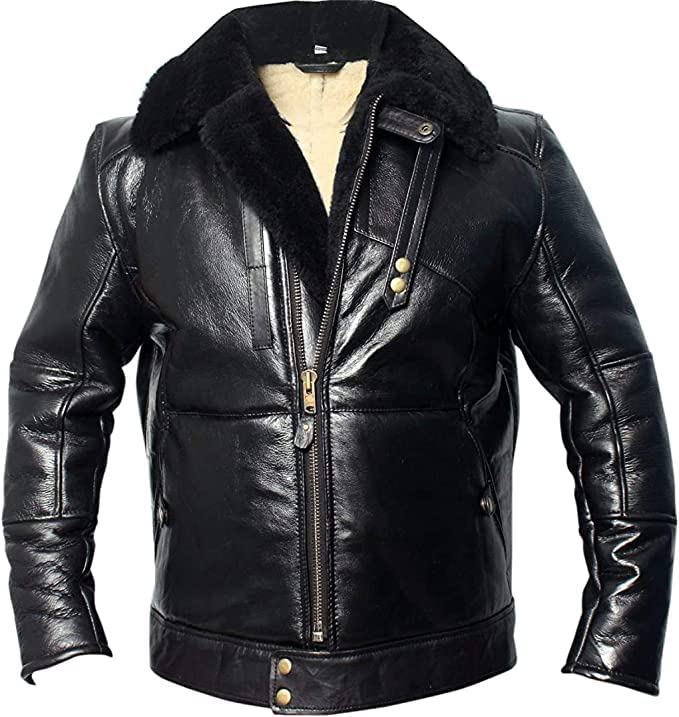 Buy German Luftwaffe KANALJACKE Black Bomber Real Shearling Sheepskin ...