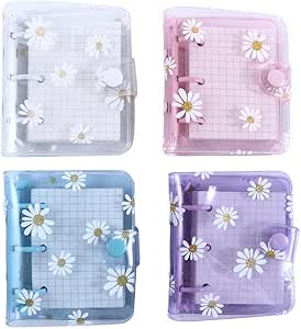 Amazon.com : 4 Sets Mini Binder Daisy PVC Notebook Loose Leaf Binder,3 Ring Binder Covers with ...