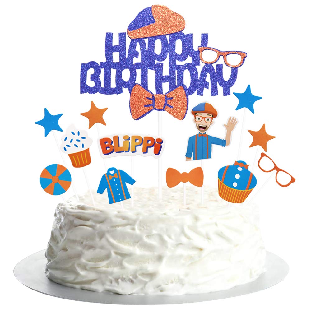 Yetxel 13 Piece Set Blippi Cake Topper Happy Birthday Cake | Desertcart ...