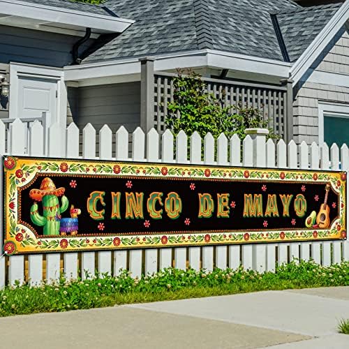 Amazon.com: Purple Cinco De Mayo Banner for Fence Mexican Fiesta Party ...