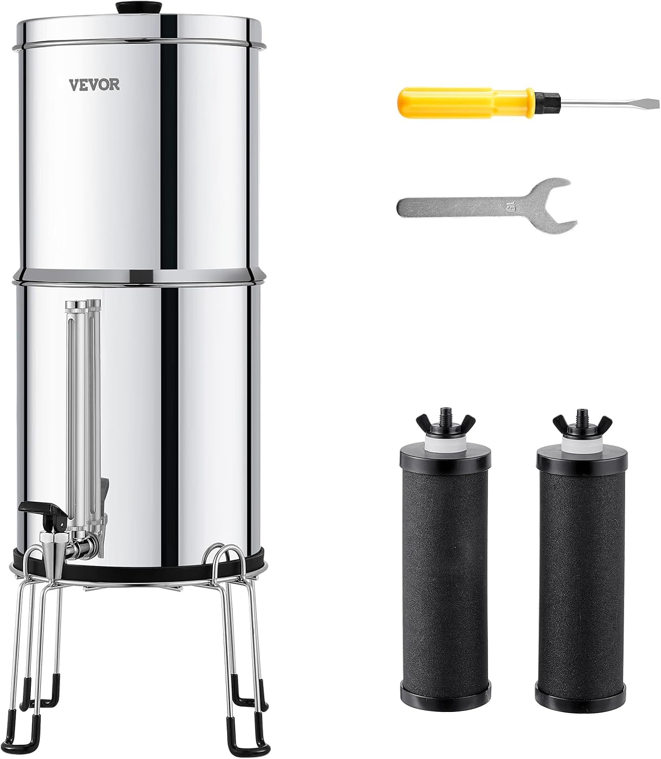 Brandclub - VEVOR Gravity-fed Water Filter System, 2.25G 304 Stainless-Steel Countertop System ...