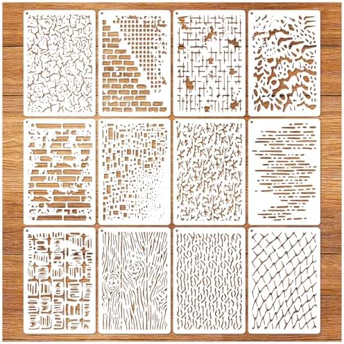 Amazon.com: 30pcs Texture Stencils for Crafts Reusable Mixed Media Geometric Brick Cubist ...