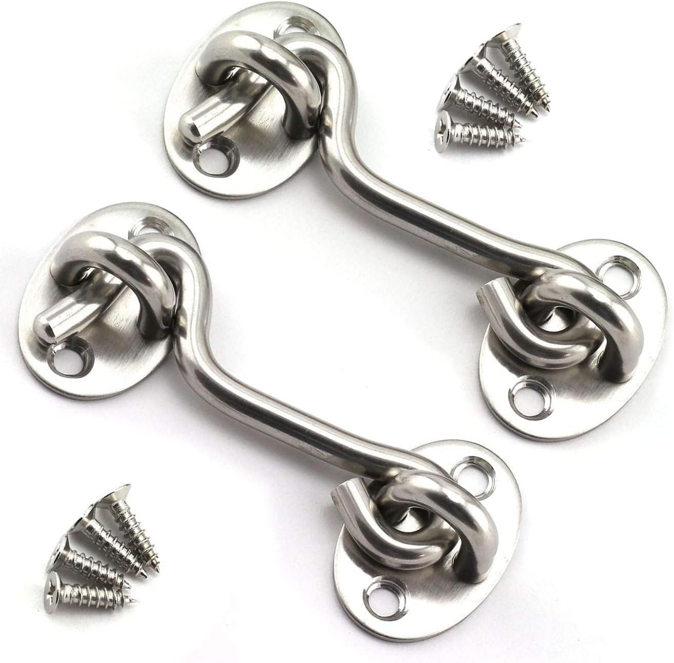 DOOGA 2PS Cabin Hook Eye Latch Wind-Proof Lock Shed Stainless Steel ...