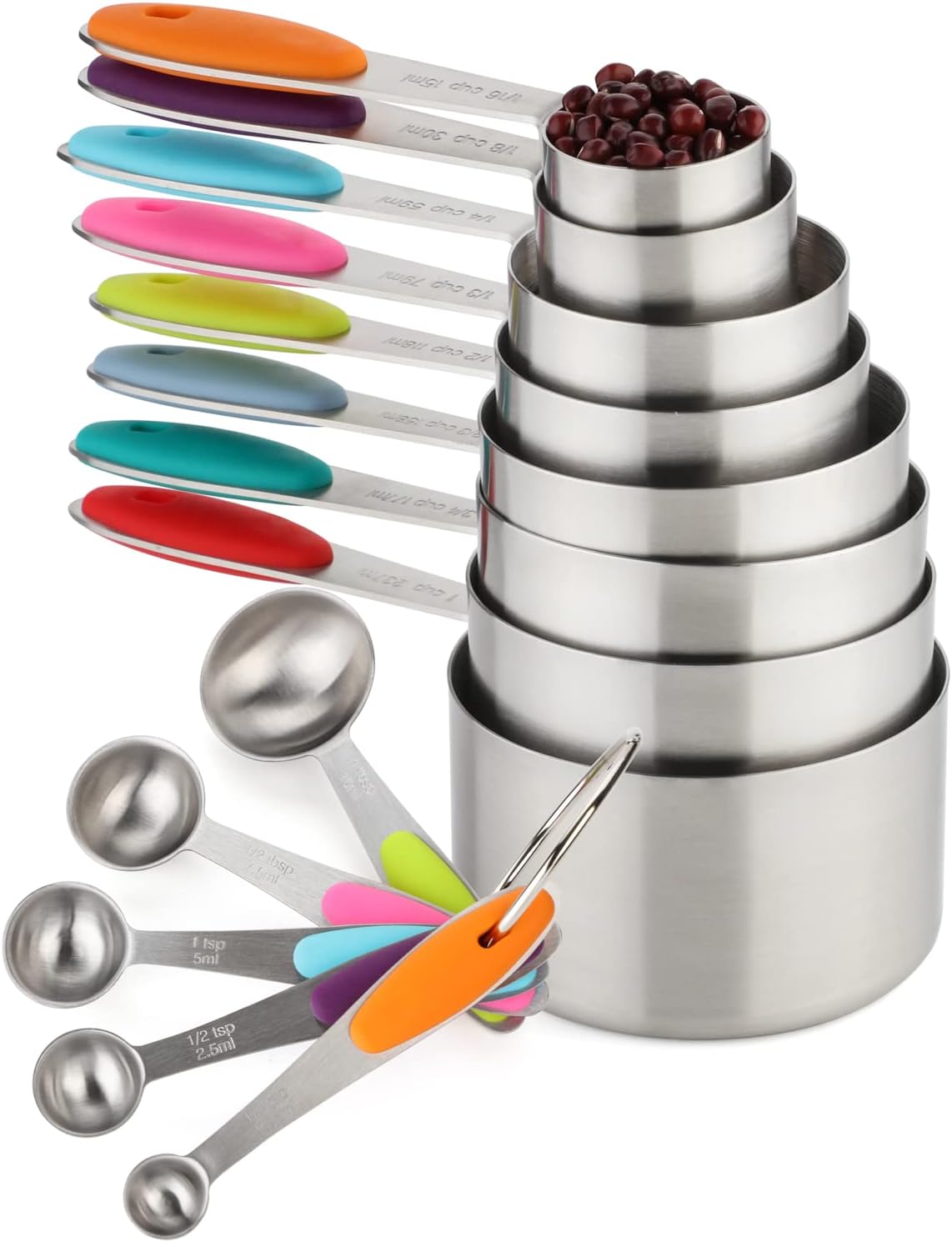 Amazon.com: 8 Pieces Measuring Cups and Spoons Set / Nesting Measuring ...
