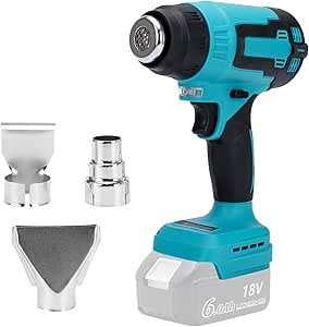 Akku Heißluftpistole kompatibel mit Makita 18V Akku, Bürstenlose Heißluftfön Akku mit 3 Düsen ...