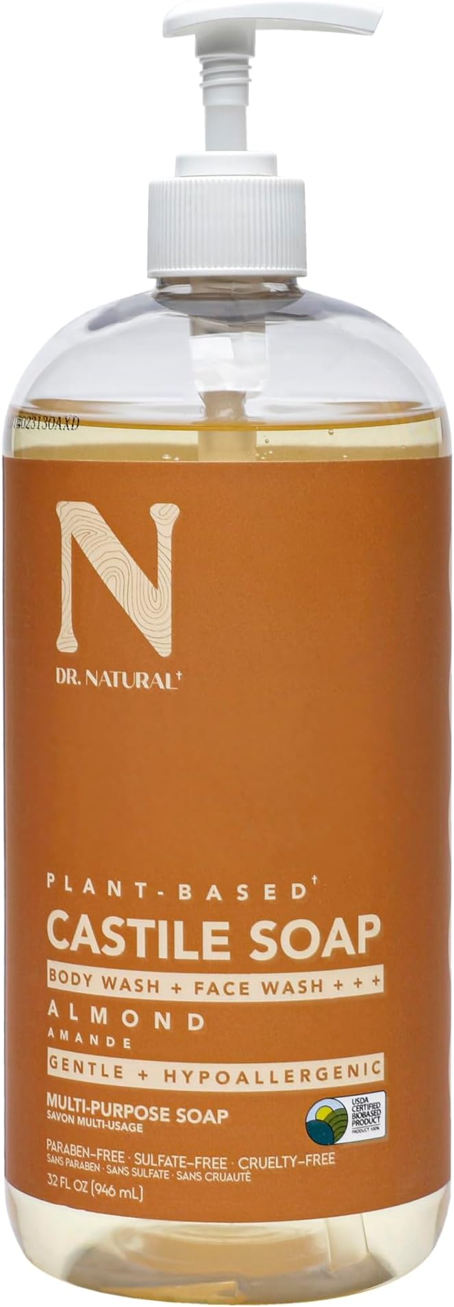 Amazon.com : Dr. Natural Castile Liquid Soap, Almond, 32 oz - Plant ...