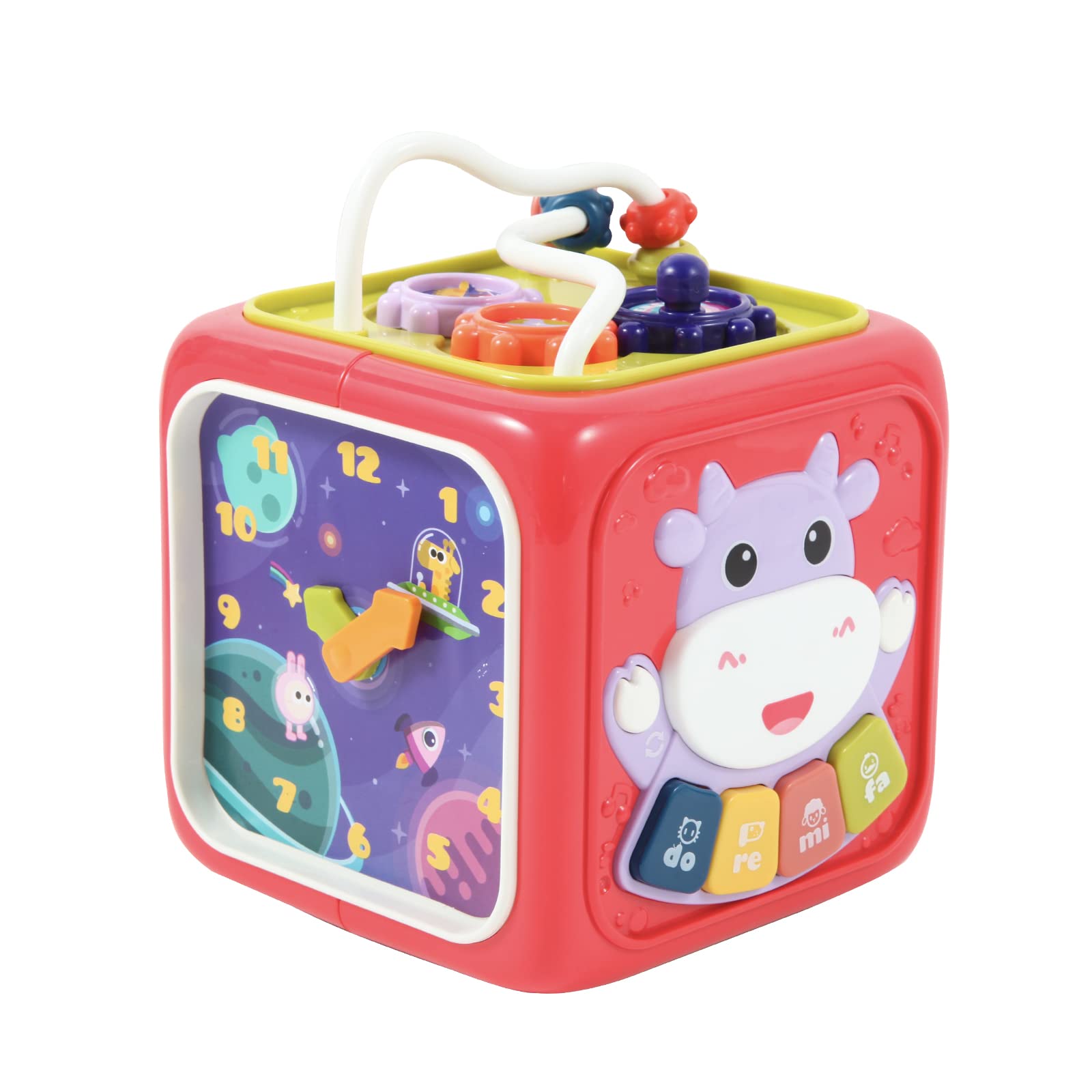 LULALEI 6 in 1 Activity Cube, Toddler Sensory Toy Bead Maze Shape ...