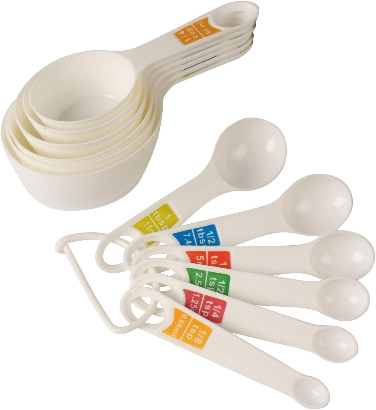 E-COSMOS Plastic Measuring Spoon and Cup Set, 8-Pieces (Black, Pack of ...