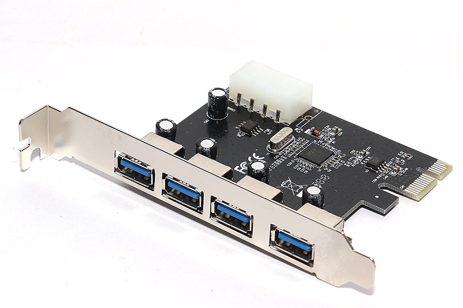 XIKKART PCI Express Card 4 Port USB 3.0 with 5V 4-Pin Power Connector ...