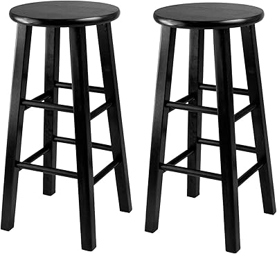 Amazon.com: PJ Wood Classic Round-Seat 24-inch Counter Stools - Black ...