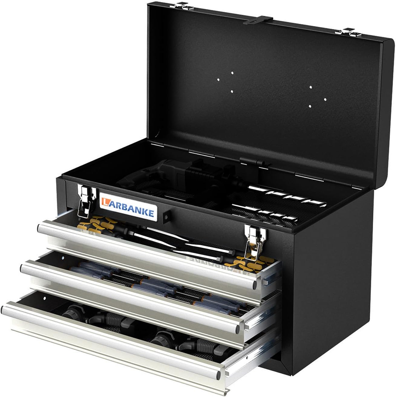 LARBANKE 3-Drawer Tool Box with Steel Lock System,Portable Tool Box ...