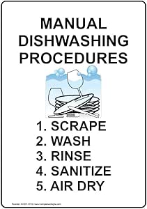 Amazon.com: YFULL Vertical Metal Manual Dishwashing Procedures Tin Sign ...