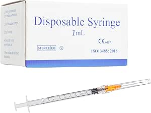 Amazon.com: 100 Pack 1ml with 25 Gauge 1 Inch Luer Lock , Individually Wrapped : Industrial ...