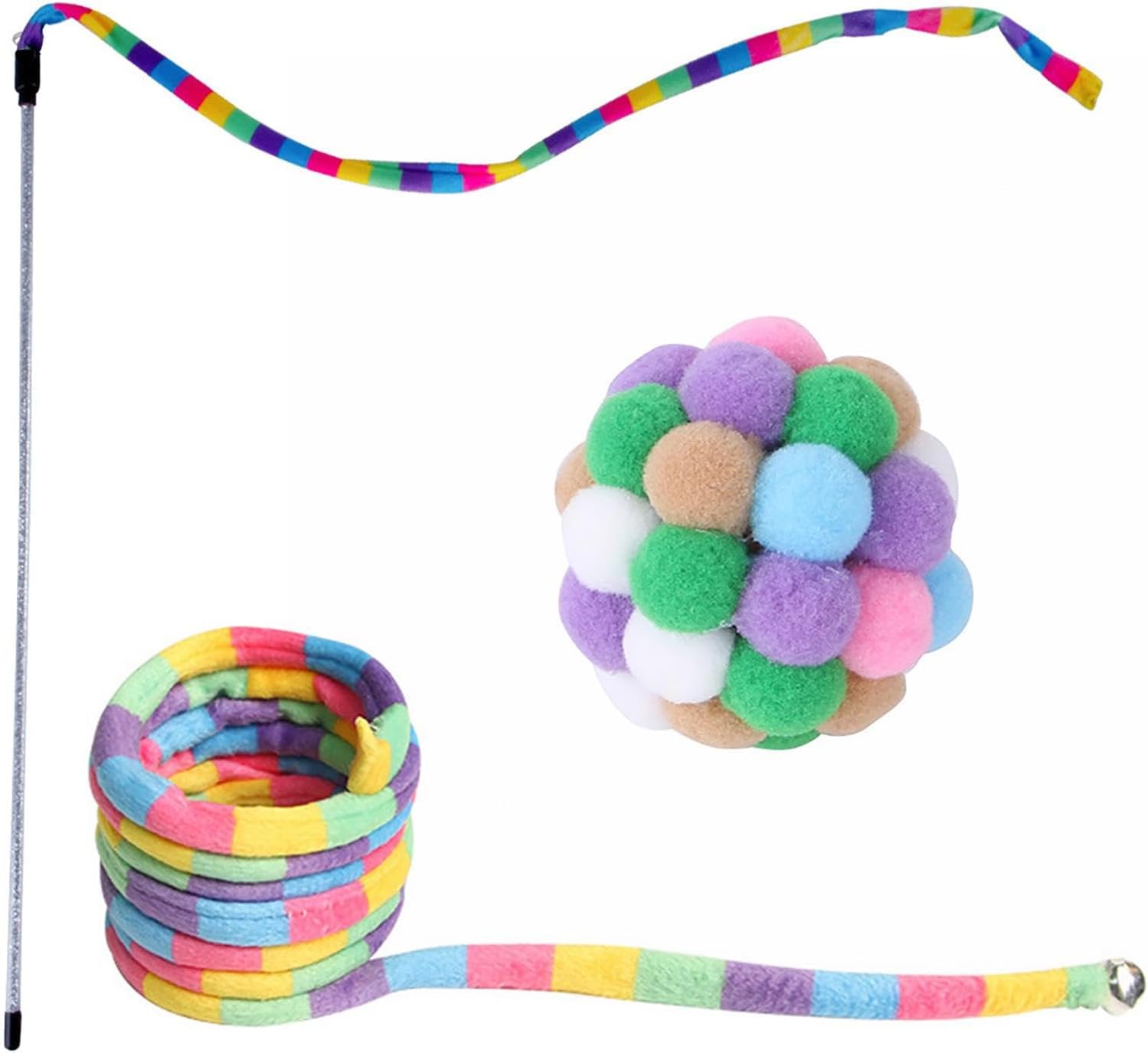 Cat Rainbow Wand Toy - Rainbow Ribbon Charmer Kit Cat Teaser Wand ...