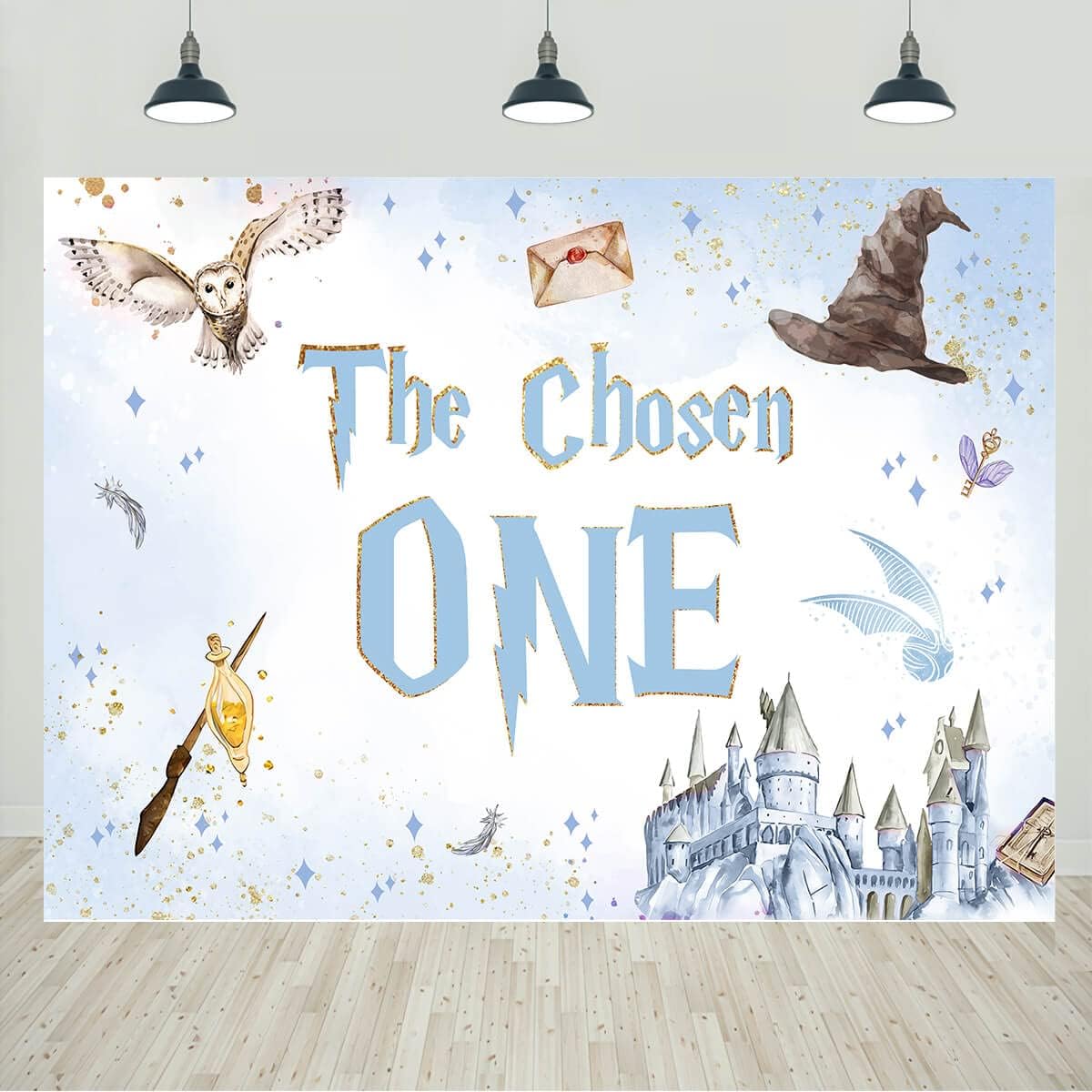 Amazon.com : Wizard Birthday Backdrop for Boys Blue Magic School of ...