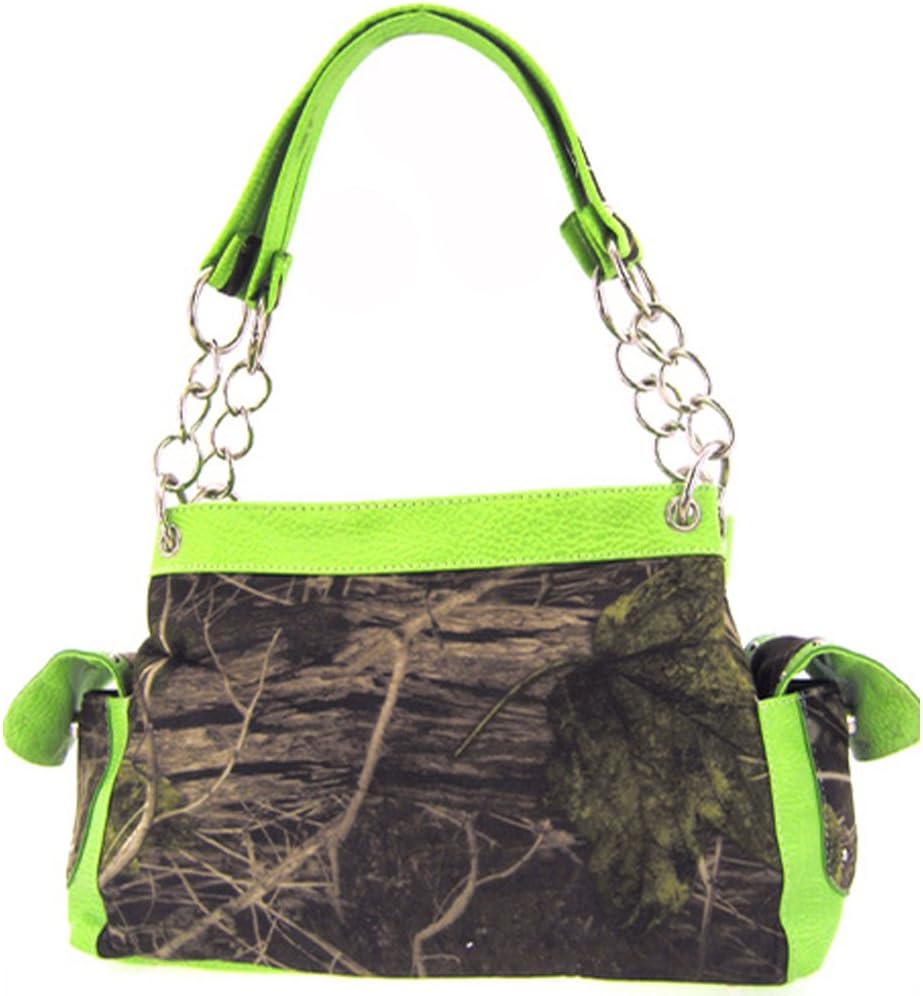 Amazon.com: Camouflage Satchel Purse Green Trim Camo Chain Straps ...