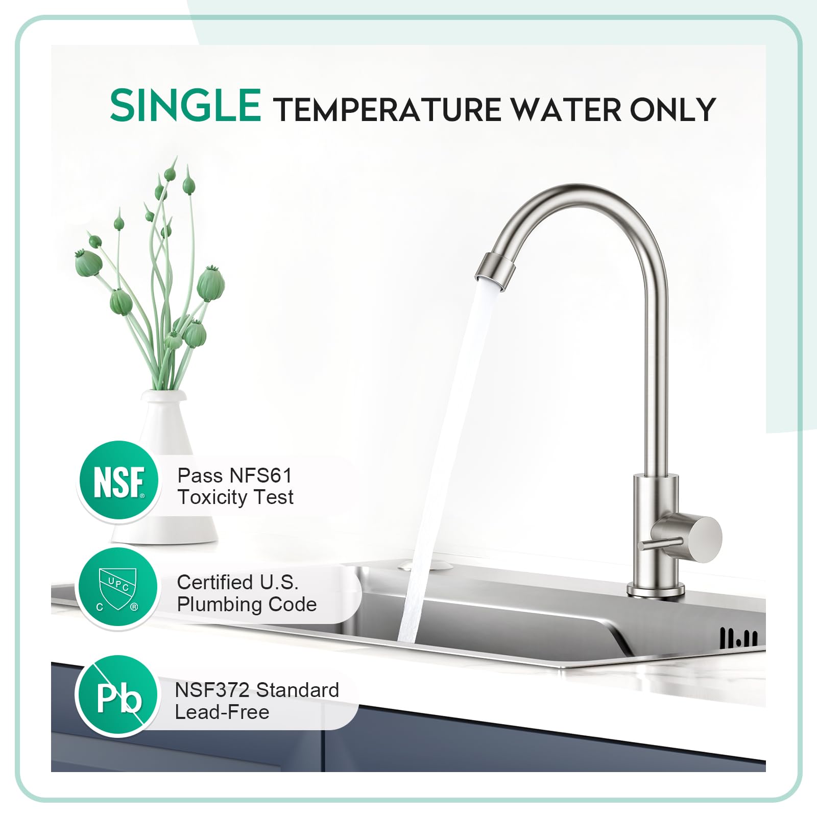 Snapklik.com : CREA Cold Water Only Faucet For Kitchen Bar Outdoor Sink ...