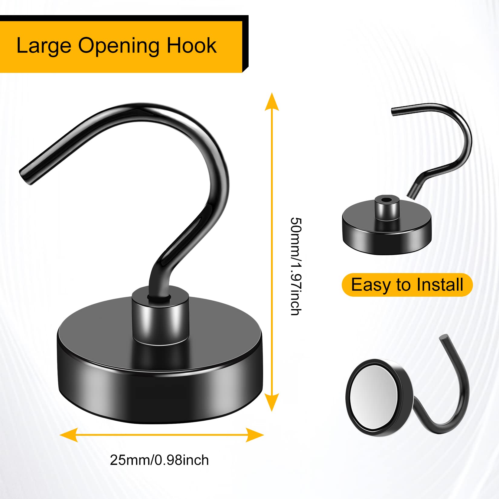 Snapklik.com : VNDUEEY Magnetic Hooks Heavy Duty, 6 Pack 50LBS Strong ...