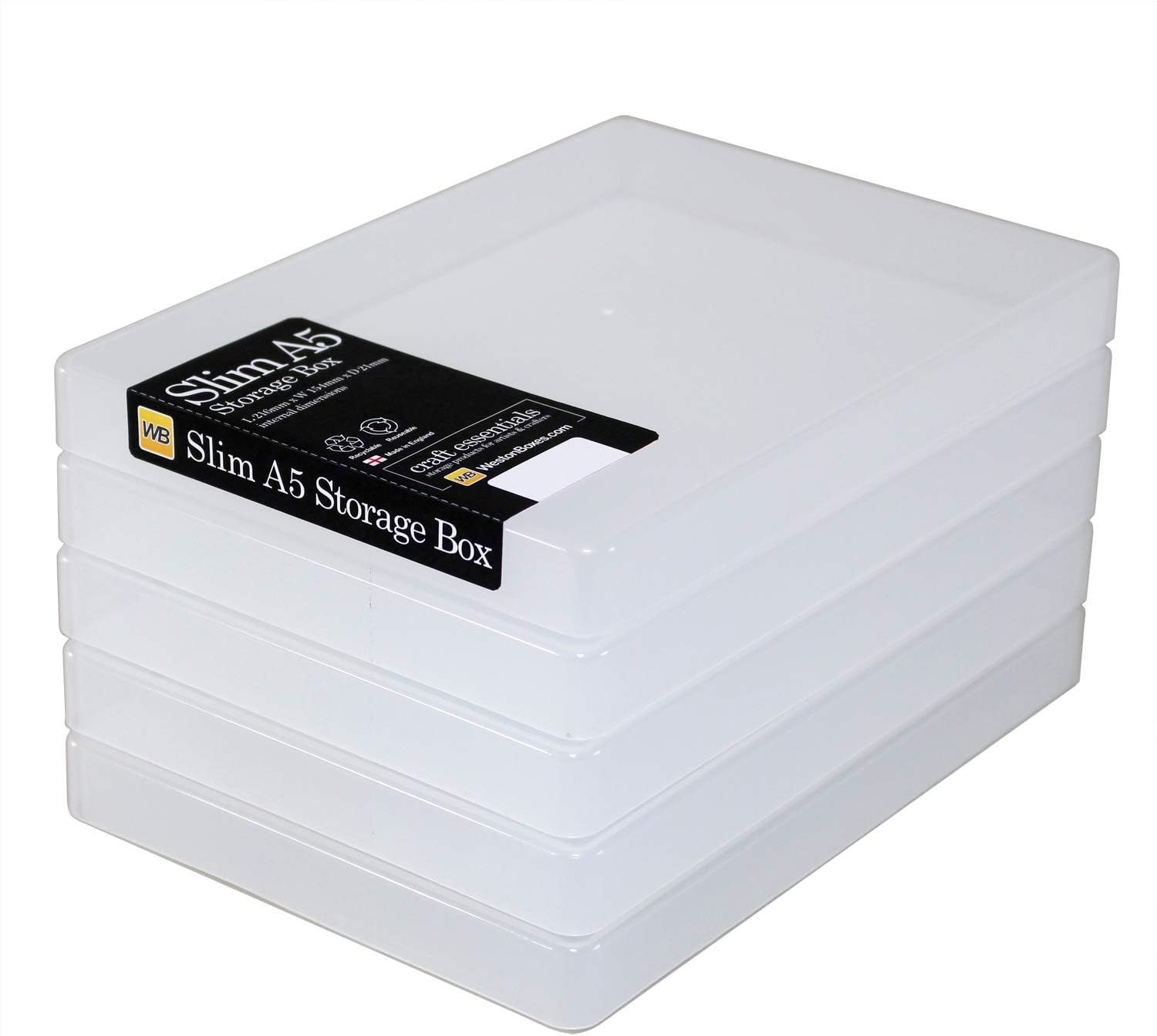 5 X A5 STORAGE BOXES CLEAR PLASTIC BOX LEAFLET FLYER HOLDER FOR OFFICE ...
