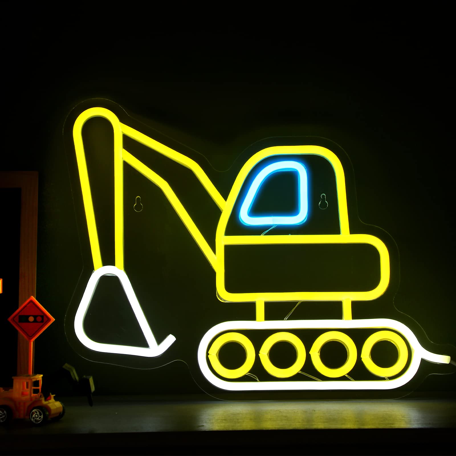 Neon Sign Construction Excavator Vehicles LED Neon Light USB Powered ...
