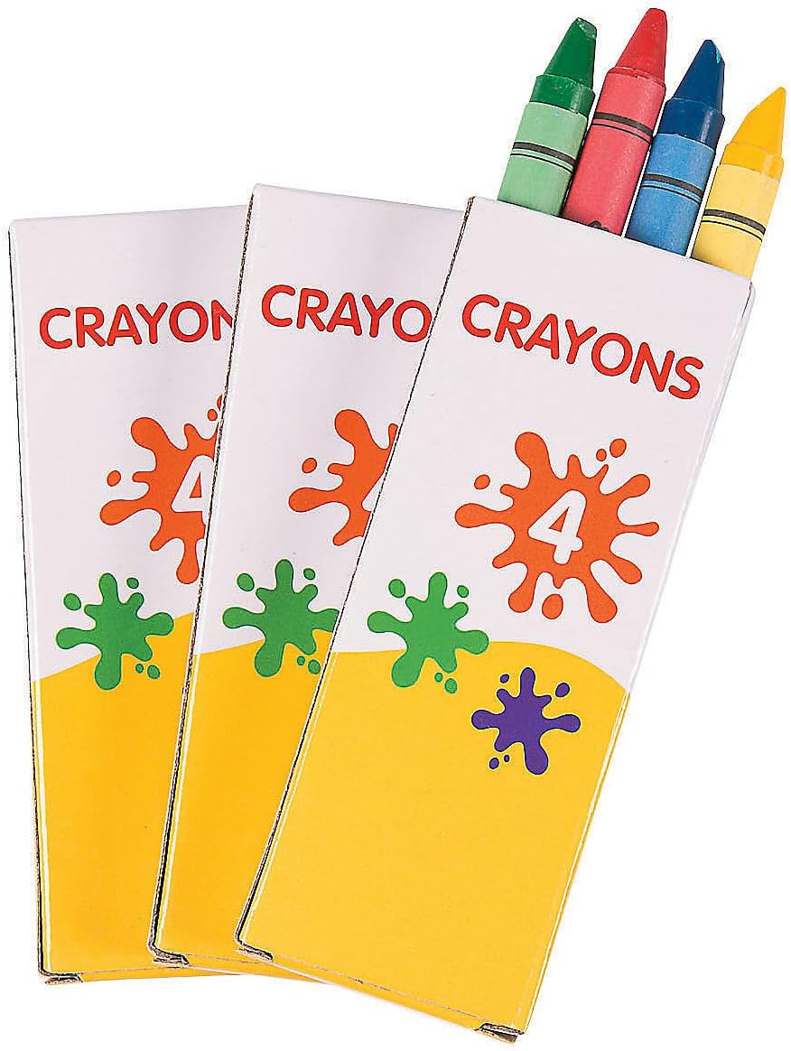 Amazon.com: Fun Express Regular 4 Pc Crayons (12 Boxes) - 12 Pieces ...